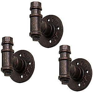 MyGift Industrial Rustic Copper-Tone Metal Coat Hooks Wall Mounted Hangers for Coats, Hats, Handbags, Set of 3