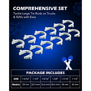 Orion Motor Tech Inner Tie Rod Removal Tool Kit, Inner Tie Rod Tool for Tie Rod Removal and Installation, Master Inner Tie Rod Tool Set with 12 Crowfoot Adapters 1/2 Inch Drive Tube and Tool Case (BK)