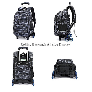 Mfikaryi Animal-Print Elemetary Rolling Backpack,Rolling Bookbag with wheels for Teens,Middle School Trolley School Bag