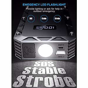 LATIT 2000A Peak Car Jump Starter, 20000mAh 12V Booster Pack Jump Starter for Up to 7.5L Gas/6.5L Diesel Engine, Powerful Jump Starter Battery Pack with Smart Jumper Cable, LED Light and LCD Display