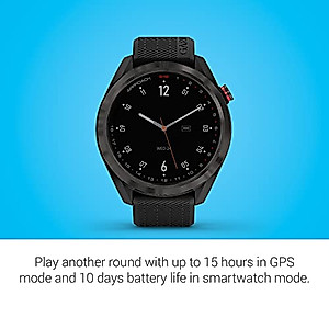 Garmin Approach S42, GPS Golf Smartwatch, Lightweight with 1.2" Touchscreen, 42k+ Preloaded Courses, Gunmetal Ceramic Bezel and Black Silicone Band, 010-02572-10