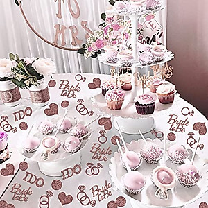 BUDICOOL 320pcs Glittering Rose Gold Diamond Ring,Bride to Be,I Do and Hearts Table Confetti for Bridal Shower Decorations