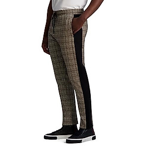 Karl Lagerfeld Paris Men's Track Pant, Brown Plaid