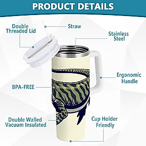ODAWA 40oz Dinosaur Insulated Tumbler Cup with Lid and Straw, Double Insulated Tumbler