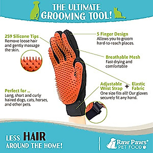 Raw Paws Soft-Tip Pet Grooming Gloves for Dogs & Cats - Cat Deshedding Glove - Cat Gloves for Grooming - Horse Grooming Gloves - Dog Deshedding Glove - Cat Grooming Glove, Dog Brush Glove for Shedding