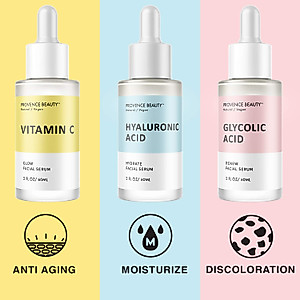 Rejuvenating Glycolic Acid Face Serum - Hyaluronic Acid, Vitamin C and Aloe Vera Helps Exfoliate and Minimize Pores, Reduce Acne, Breakouts, and Appearance of Aging and Scars - 2 Fl Oz