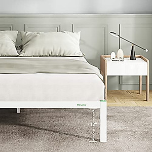 Novilla 14 Inch Bed Frame Queen Size, Metal Bed Frame with Storage,Queen Platform Bed Frame No Box Spring Needed, Wooden Slats Support, Heavy Duty, Easy Assembly, White