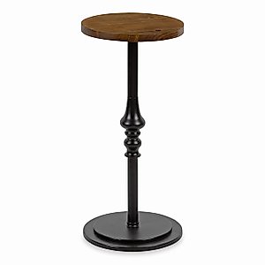 Kate and Laurel Stratton Rustic Pedestal Table, 12" x 12" x 26", Rustic Caramel and Black, Decorative Pedestal Table for Smaller Living Areas