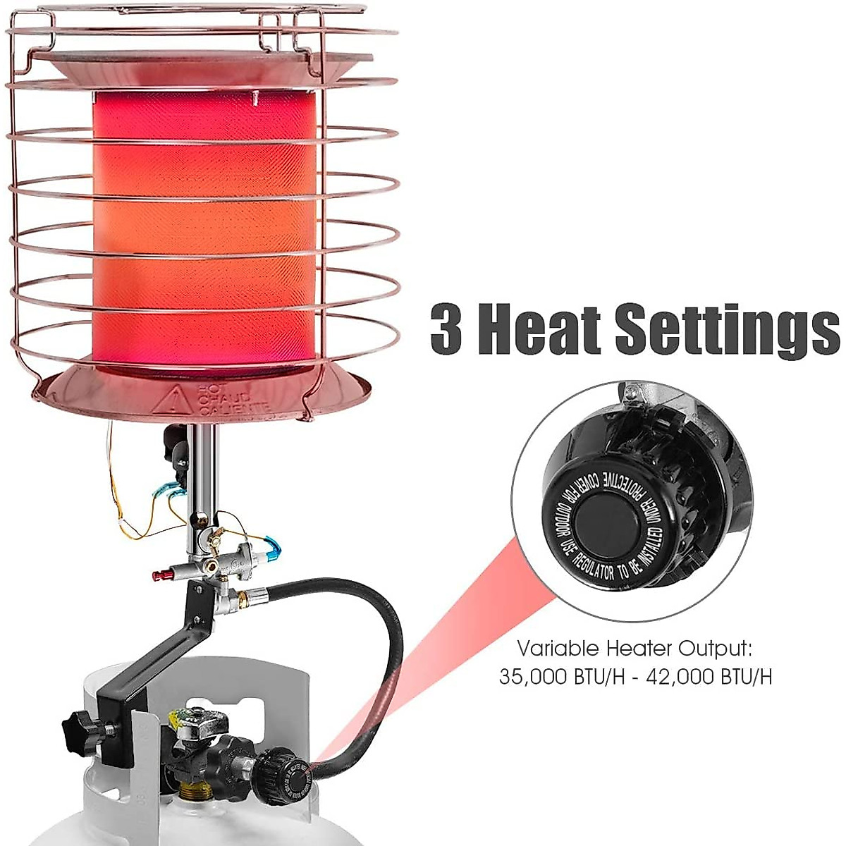 S AFSTAR 35,000-42,000 BTU Tank Top Propane Heater, Portable Propane Heater w/Tip-over Switch & Safety Shut-off, Indoor Outdoor Heaters for Ice Fishing Survival (Propane Cylinder not Included)