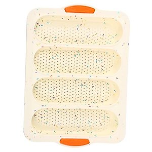 KICHOUSE Silicone Mold Toast Oven Ice Cube Candy Stainless Steel Roasting Pan Sourdough Silicone French Bread Pan Perforated Baking Form French Bread Baking Pan Kitchen Utensil