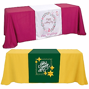 Custom Table Runner 36"x72"with Business Logo or Your Text Personalized Tablecloth Runners Customize with Logo for Birthday Wedding Anniversary Tradeshow Events…