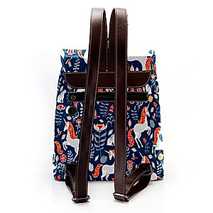 Unicorn Horse Forest Rabbit Women Leather Backpack Anti-theft Casual Shoulder Bag Fashion Ladies Satchel Bags