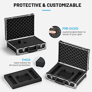 Phenyx Pro Medium Size Carrying Case, Customizable Pre-Diced Foam, Aluminum Alloy Sturdy Build, Suitable for Wireless Mic System Storage & Camera Gear Transportation