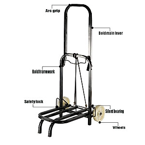 JF-XUAN Cart Folding Hand Truck with Luggage Shopping Trolley,Carts with Extendable,Durable Portable Folding Telescopic Handle Aluminum Alloy Cart