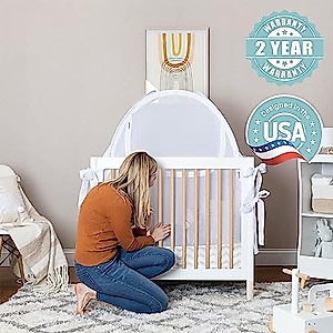 Pro Baby Safety Premium Pack n Play Tent, Mini Crib Tent to Keep Baby from Climbing Out, Auto Pop Up Pack and Play Tent with Auto-Lock Zippers, Thick Velvety Breathable Mesh (Gray Chevron)
