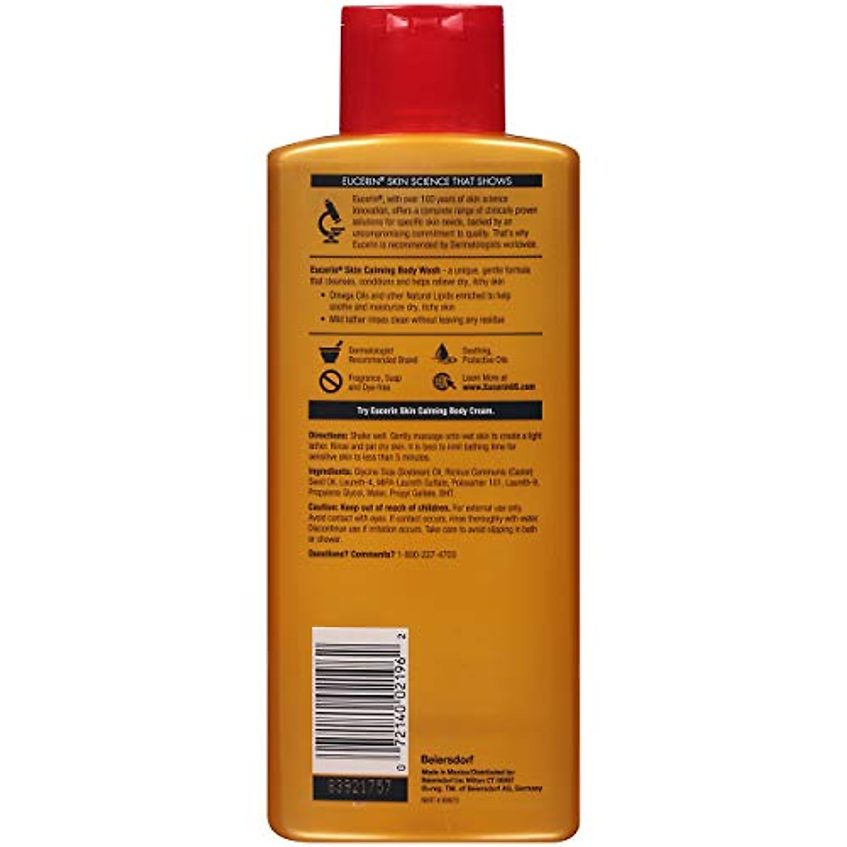 Eucerin Skin Calming Body Wash - Cleanses and Calms to Help Prevent Dry, Itchy Skin - 16.9 fl. oz. Bottle