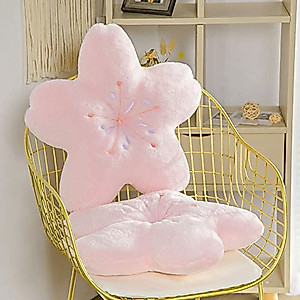 SEGTJAZV Cherry Blossom Floor Throw Pillow, 18inch Pink Kawaii Decorative Seating Plush Cushions Play Mat, Flower Plant Pillow for Bed Sofa Chair (Pink - 18Inch)