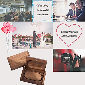 64GB USB3.0 Oval Wood Flash Drive Box, FEWINA Wooden USB Drive 64G USB 3.0 Super-Speed Thumb Drive Jump Drive Ideal Gift for Birthday/Anniversary/Wedding/Photographer(Walnut)