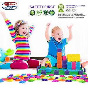 WEofferwhatYOUwant Educational Interlocking STEM Building Blocks 150 Pieces. Build Toy Accessories, Cubes, Shapes and More for Ages 3 Year and Up