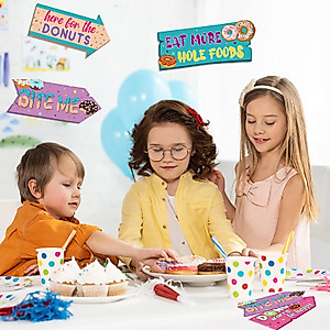 Jetec 20 Pieces Donut Party Directional Signs Donut Welcome Sign Donut Party Yard Sign Outdoor Lawn Decoration for Donut Party Decoration Supplies