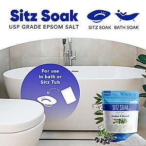 Sitz Bath Soak 2-Lbs Sitz Salt Epsom Salt Hemorrhoid Soothing with Pure Essential Oils in BPA Free Pouch with Press-Lock Seal Made in USA