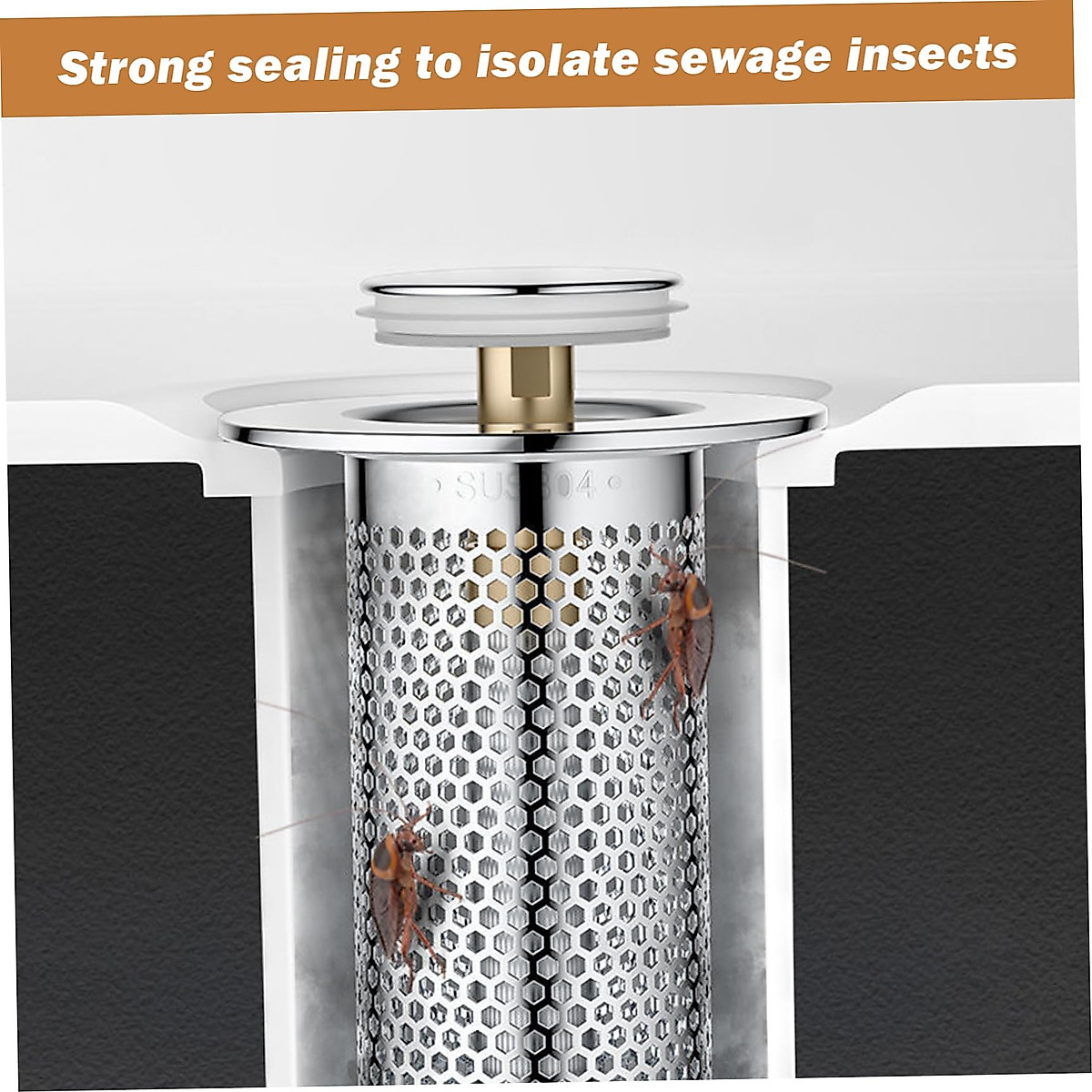 2 PCS Sink Drain Strainer Stainless Steel Drain Stopper Pop-up Washbasin Drain Filter with Removable Basket for Bathroom Kitchen Bathtub Water Pipe 2.2*3.2inch Long Sink Strainer Kitchen Drain Bathroo