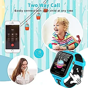 Jsbaby Smart Watch for Kids,Kids Smart Watch Boys Girls with SOS Call,Music Player,Pedometer,Math Games,Camera,Alarm,Recorder,Calculator,Mp3,for Birthday Gift Children (deep Blue) …