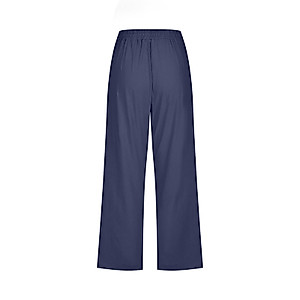 White Dress Pants for Women Capri Pants Casual 2023 Summer Drawstring Elastic High Waist Linen Pant Straight Wide Leg Cropped Trouser