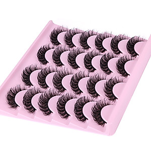 12 Pairs False Eyelashes Russian Strip Lashes D Curl Fluffy 3D Faux Mink Lashes wtvane 15MM Wispy Fake Eyelashes Natural Look Eyelash Extension Pack