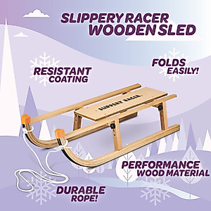Slippery Racer Kids Wooden Foldable Snow Sled