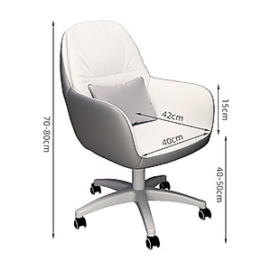 Home Office Desk Chairs, Swivel Chair Cute Leather Computer Office Dressing Table Chair for Women, Ergonomic Height Adjustable Swivel Chair (Color : Gray and Off-White)