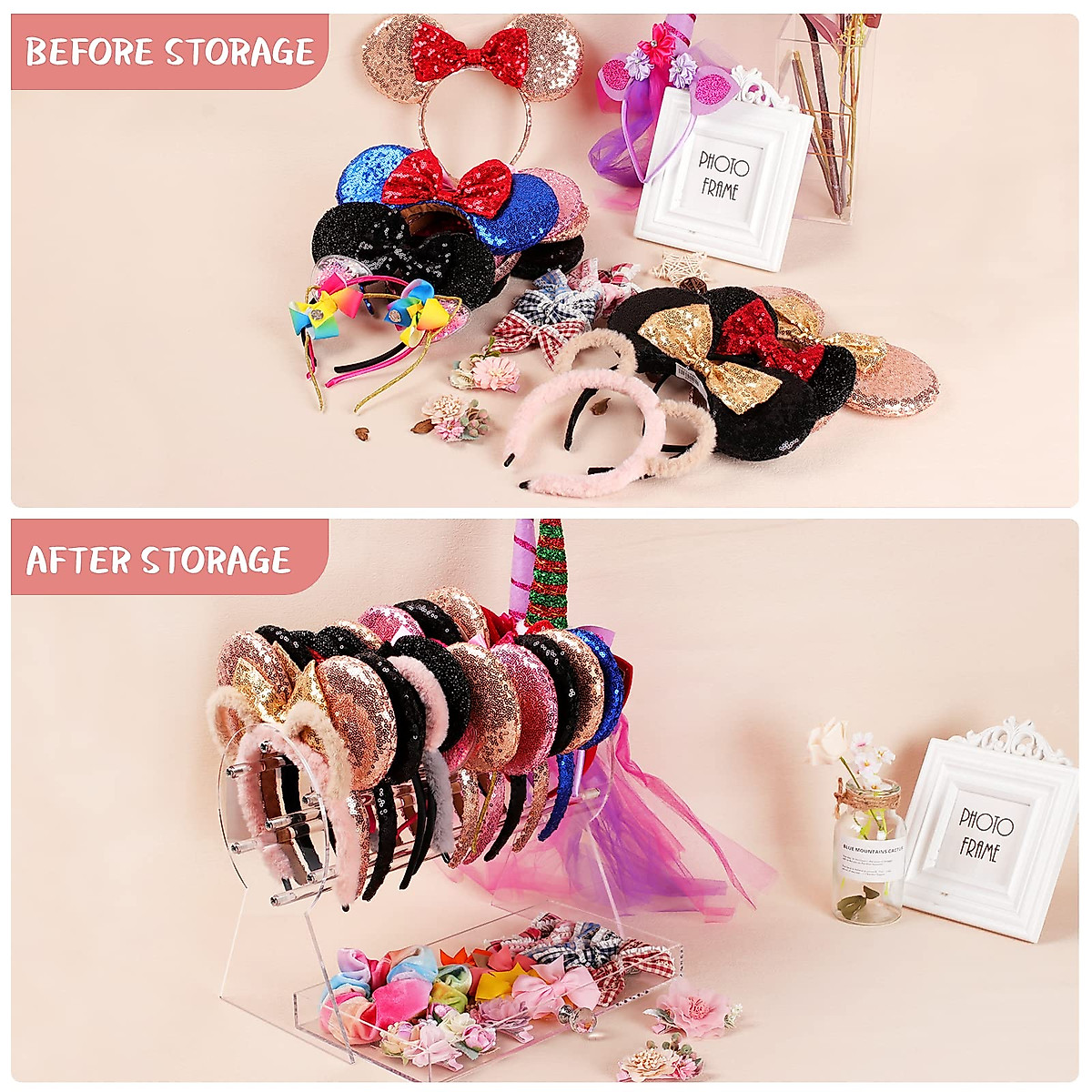 OAOLEER Headband Holder, Clear Jewelry Organizer for Teen Girl Women Gifts, The Perfect Headband Display Organizer (Acrylic with Drawer)