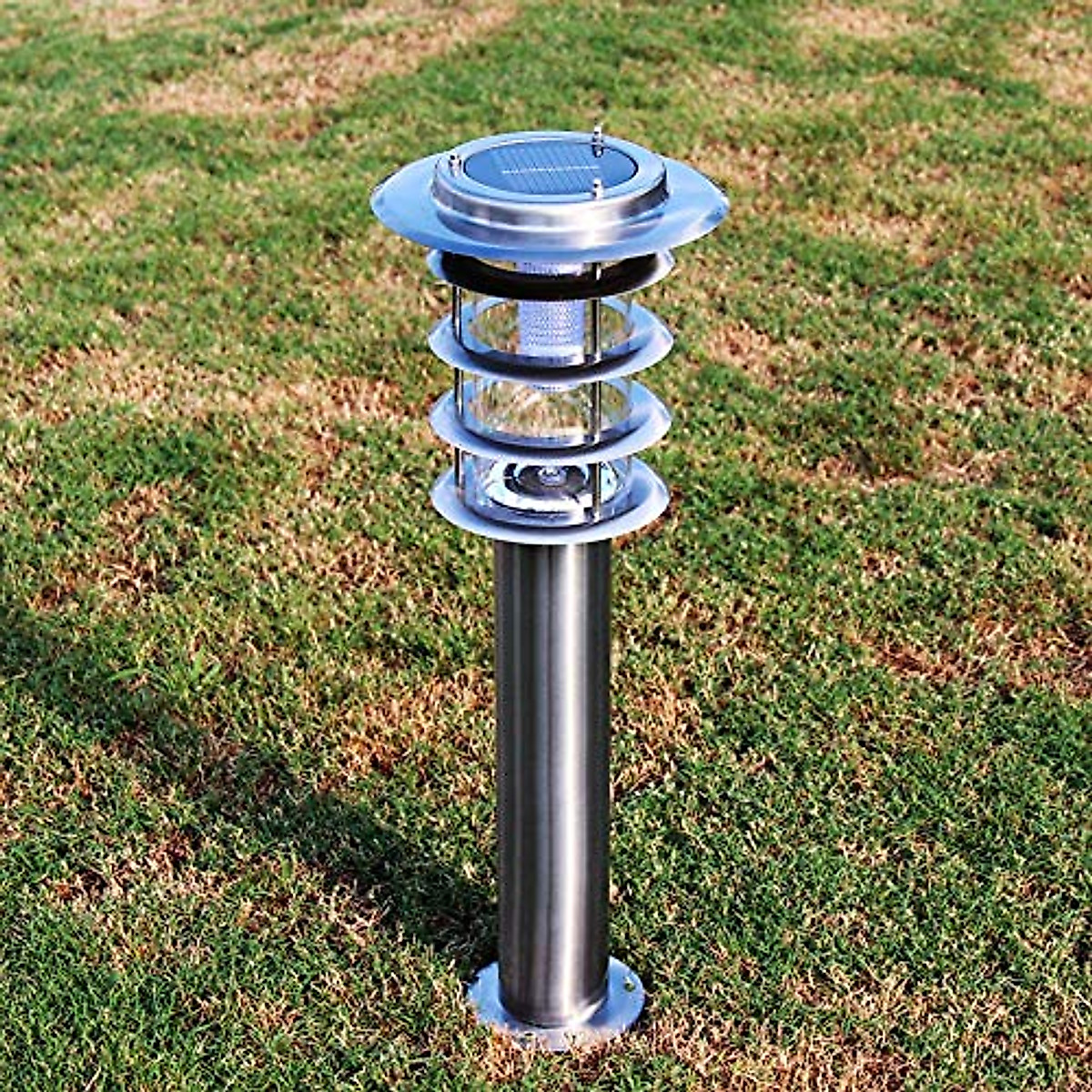 ZZYJYALG Solar Lawn Light Garden Villa Outdoor Light Home Grass Waterproof Modern Simple LED Stainless Steel Stigma Floor Lamp Post Porch Patio Pillar Lamp Street Lantern Table Light