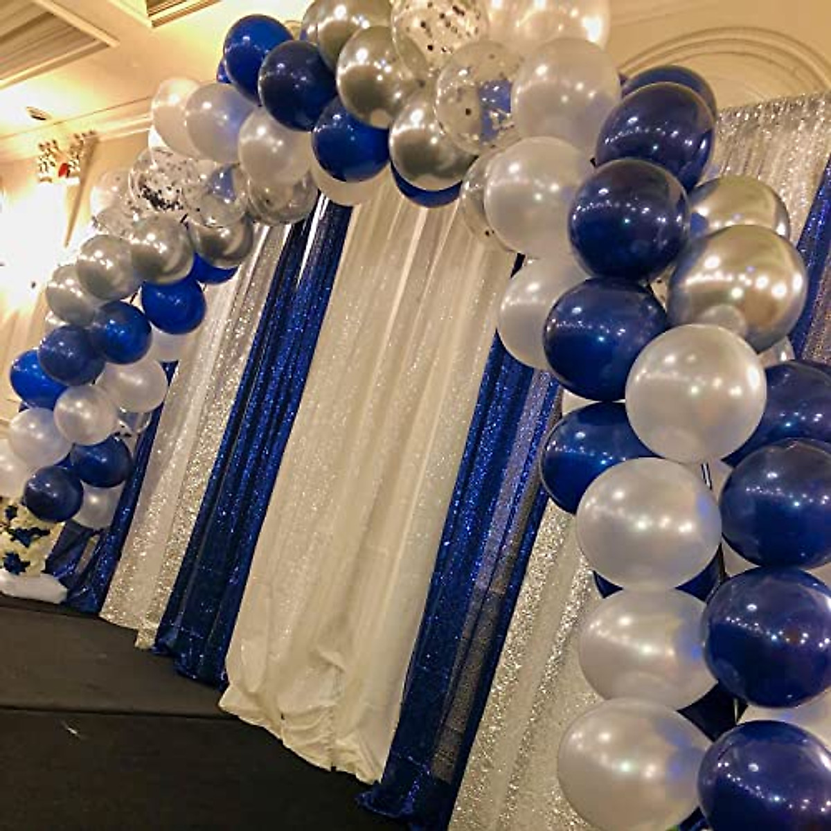 White Sequin Backdrop 2 Panels Curtains 2FTx8FT Party Backdrop Glitter Birthday Wedding Curtains Sparkle Photo Backdrop