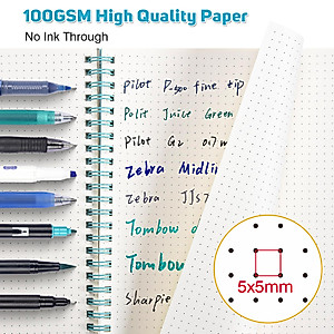 3 Pack Dotted Journal Notebook, 1 Subject Spiral Notebook with Pockets, A5 Bullet Journals,480 Perforated Pages 100gsm Thick Dotted Paper,Dot Journal Notebook for School Supplies Office,5.85" x 8.5"