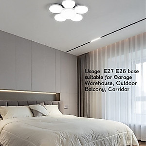 yaogohua LED Garage Ceiling Light, 50W 6500K White Lighting E27 E26 Base 8000LM, Adjustable Deformable Light for Warehouse Balcony Corridor 85‑265V