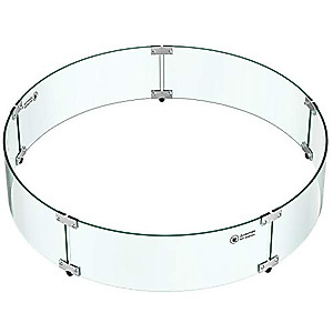 Skyflame Fire Pit Glass Wind Guard Round, 33 x 7 inches Tempered Glass Flame Shield, Fits 31” Round Fire Pit Burner Pans, Fire-Resistant Windscreen Set
