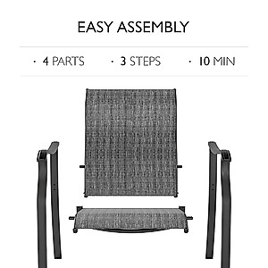 UDPATIO Patio Chairs Set of 2, Outdoor Dining Chairs High Back with All Weather Breathable Textilene, Metal Frame for Lawn Garden Backyard Deck, Dark Grey