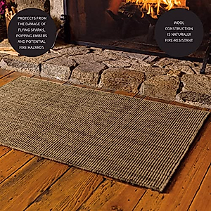 Plow & Hearth Dalton 2x3'6" Fireproof Hearth Rug | Mocha | Wool Blend Fireplace Mat | Protect Home Décor Hardwood Floor and Carpet from Sparks and Embers Wood Stove