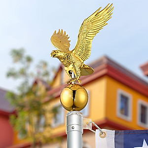 Yescom Flagpole 14" Eagle Topper Gold Finial Ornament for 20/25/30Ft Telescopic Pole Yard Outdoor
