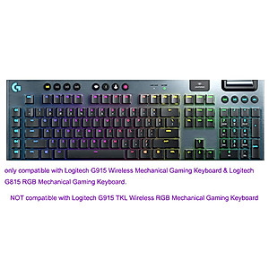 JuYuish Silicone Clear Keyboard Cover Skin Protector Compatible with Logitech G915 Wireless Mechanical Gaming Keyboard & Logitech G815 RGB Mechanical Gaming Keyboard (NOT for Other Desktop Keyboards)