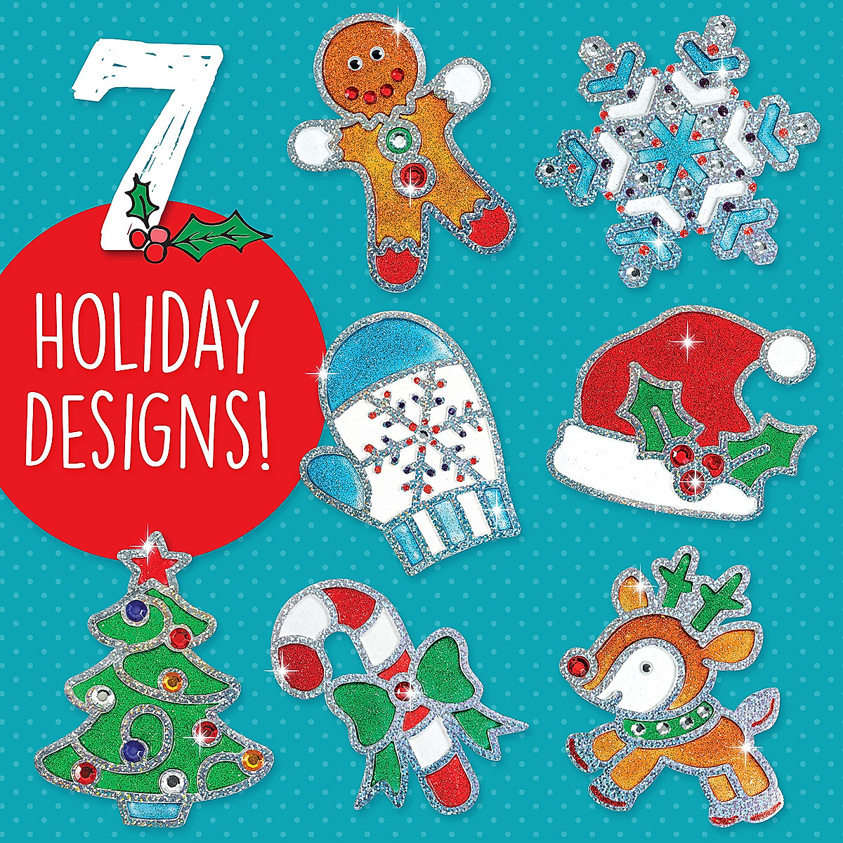 Creativity for Kids Holiday Easy Sparkle Window Art Craft Kit: Create 7 Window Art Designs, Holiday Crafts, Christmas Crafts for Kids Ages 6-8+, Christmas Activities for Kids