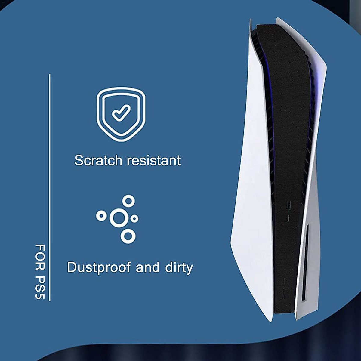 S-YUWEN Side Strip Sticker Protective Film Compatible with PS5, Skin Sticker Decoration Carbon Fiber Frosting Sticker Console Digital Disk Protector Faceplate Shell Compatible with PS5 White