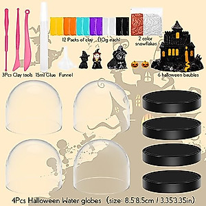 Karsspor Halloween Snow Globe Kit, 4 PCS Water Globes Making Kit with Complete Accessories, Arts and Crafts for Kids, Halloween Decoration Indoor, Great Halloween Gifts for Girls and Boys 4-12