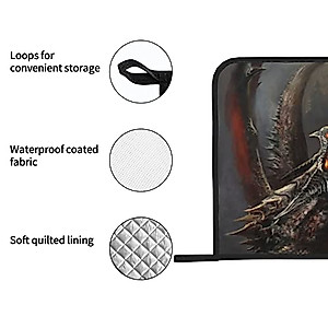 Knight Fighting Dragon Kitchen Pot Holders Hot Pad, Potholders Hot Pads for Kitchen,Washable Pot Holder Oven Mitts,Heat Resistant Hot Pad Kitchen Decor Accessories for Cooking and Baking（2 Sets