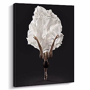 Pinetree Art Yoga Dance Room Wall Decor Black and White Ballet Dancers Poster Canvas Print Artwork for Girls Room Dance Studio Decoration (black and white, 12"x16")