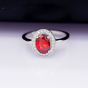 Uloveido Oval Cut Solitaire Wedding Engagement Rings White Gold Plated, Best Gifts for Women/Mom (Size 8) PJ4262