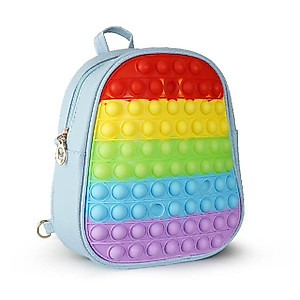 Pop Purse Backpack for Girls Fidget Mini Backpack, Fidget School Pop It Purse or Backpack for Kids & Teenagers with Adjustable Shoulder Strap, Blue