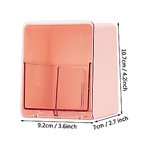 Obsoorth Qtip Cotton Pad Holder Dispenser Clear Cotton Ball and Swab Organizer Plastic Cotton Round Container Set with Hinged Lid Press Out for Home Bathroom Storage Small Things, 2 Sections (Pink)