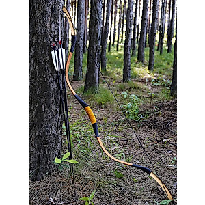 PMZ Archery Recurve Bow Set, 54" High-Performance Horse Bow for Hunting, Right Left Hand Traditional Turkish Bow for Youth Adults Beginners to Advanced Outdoor Practice & Hunting, 30lbs